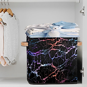 TropicalLife Marble 13x13x13 Inch Large Fabric Storage Cubes, Collapsible Cube Storage Bins Marble Organizer Boxes Cube Baskets for Organizing Closet Shelves