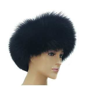 Hima 100% Real Fox Fur (Black) Headband Collar Neck Warmer Made in US
