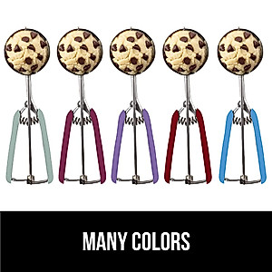 Gorilla Grip Stainless Steel Multipurpose BPA-Free Spring Scoop, 2 TBSP, Melon Ballers, Cookie Dough Scoops, Perfect Portion Sizes, Easy Squeeze and Clean Release, Scooper Size 30, Mint