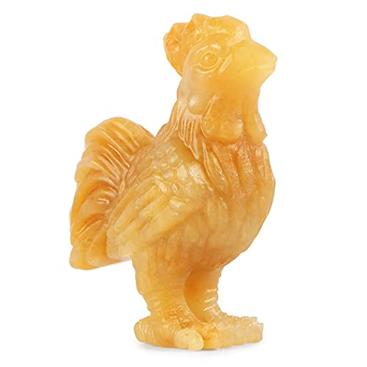 SMQ 2.0" Yellow Jade Crystal Rooster Statue Kitchen Decor Crystals and Healing Stones Hand-Carved Gemstone Animal Carving Collectibles for Home Office Garden(Gift Box)