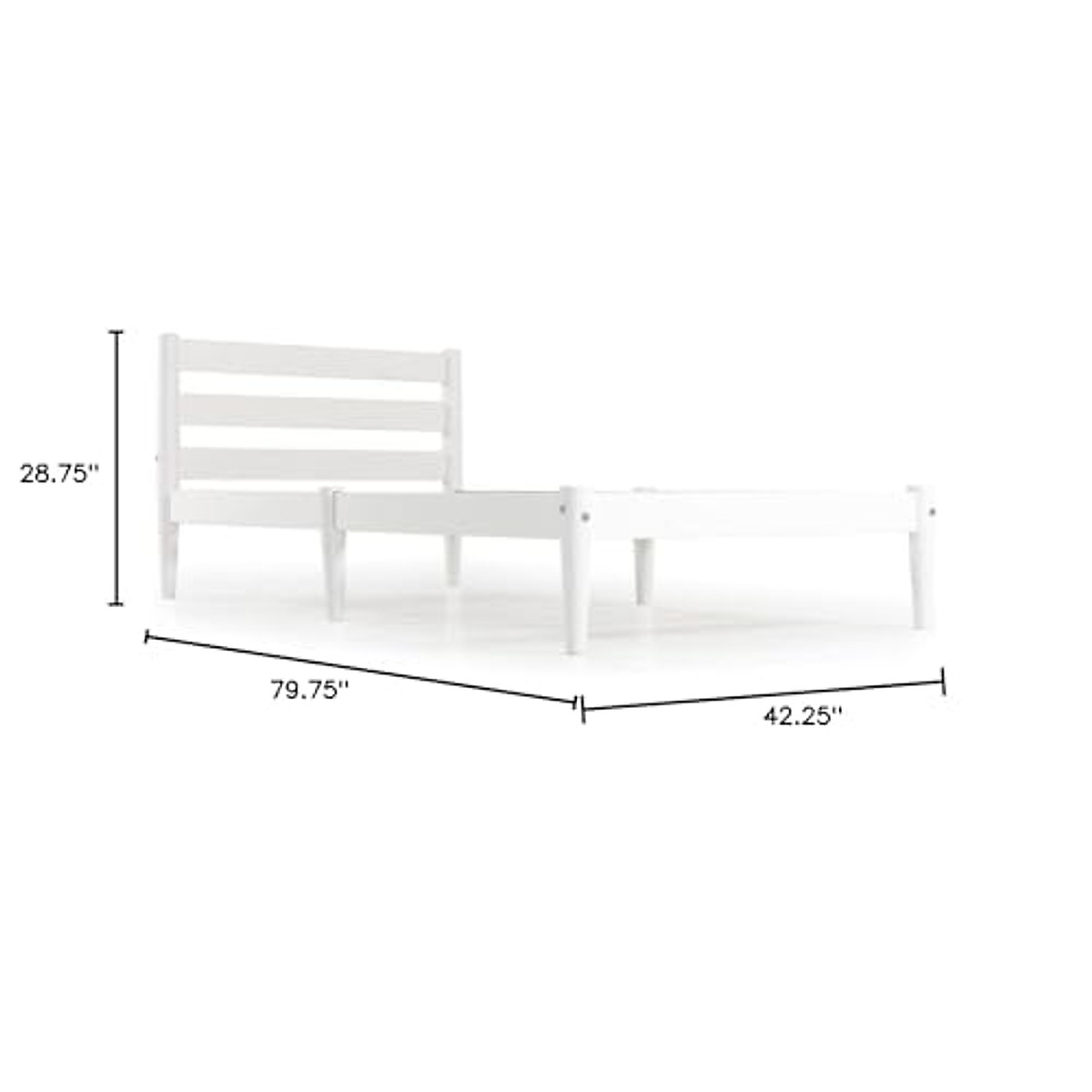 Camaflexi Mid-Century Modern Platform Bed/Solid Wood/Slat Headboard/Mattress Foundation of 10 Wood Slats - No Box Spring Needed/Easy Assembly, Mult. Colors, Twin (White)