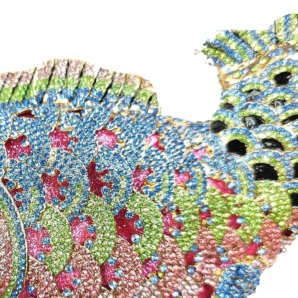 Boutique De FGG Super Mini Women Fish Evening Bags Crystal Clutch Purse Wedding Party Rhinestone Handbags (Pink&Green)