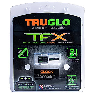 TruGlo TFK Fiber Optic and Tritium Handgun Laser Sight Accessories Set with Front Focus Lock for Glock 17/17L, 19, 22, 23, 24 Models and More
