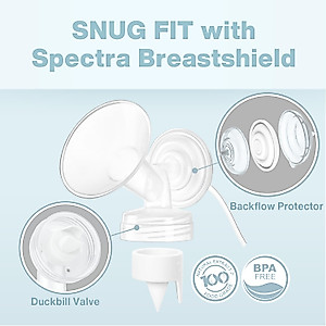 [8-Count] Papablic Duckbill Valves and Backflow Protector Compatible with Spectra S1 Spectra S2 Spectra 9 Plus Breast Pumps, Not Original Spectra Pump Parts, BPA/DEHP Free