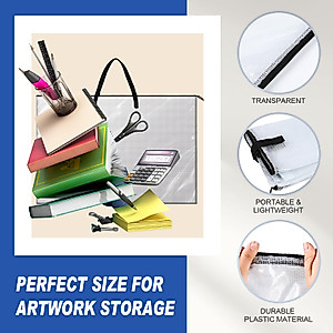 Tenceur 2 Pcs Art Portfolio Case 36 x 48 Inch and 24 x 36 inch Large Poster Storage Bag Portfolio Folder PVC Art Portfolio Container Bulletin Board Storage Box for Poster Scrapbook Keepsake