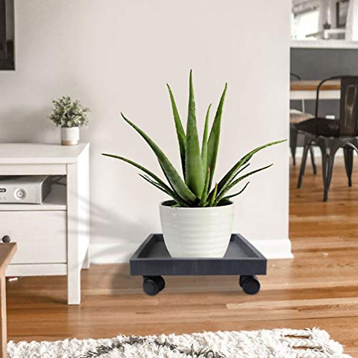 Holibanna Plant Stroller Plant Caddy Plant Caddy Movable Flower Pot Stand Square Flower Pot Mover Plastic Planter Pallet Dolly Caster with Wheels for Indoor Outdoor Resin Plant Pots Tray Food Tray