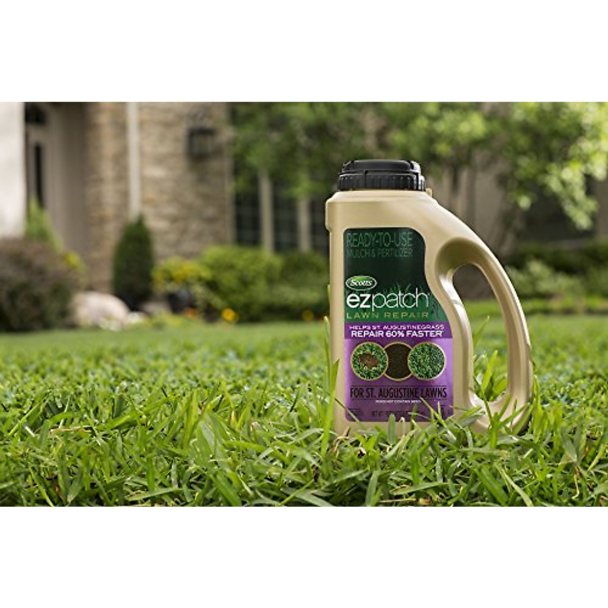 Scotts EZ Patch Lawn Repair For St. Augustine Lawns - 3.75 lb., Ready-to-use Mulch, and Fertilizer Lawn Repair, Repairs St. Augustinegrass, Does Not Contain Grass Seeds, Covers up to 85 sq. ft.