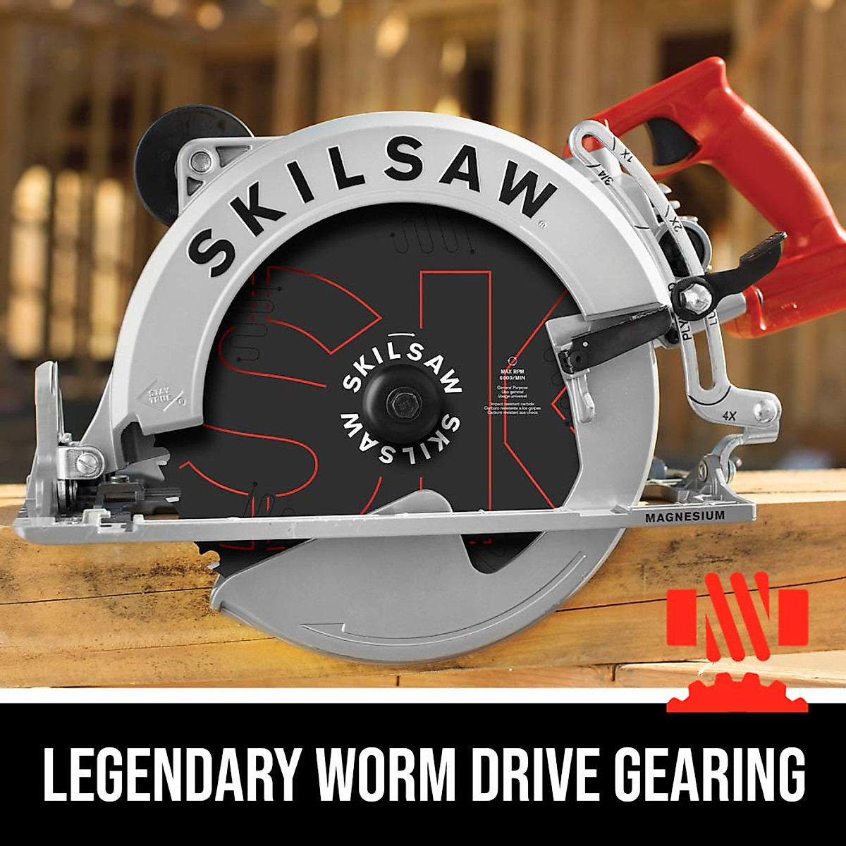 SKILSAW SPT70WM-01 15 Amp 10-1/4" Magnesium SAWSQUATCH Worm Drive Circular Saw,Silver