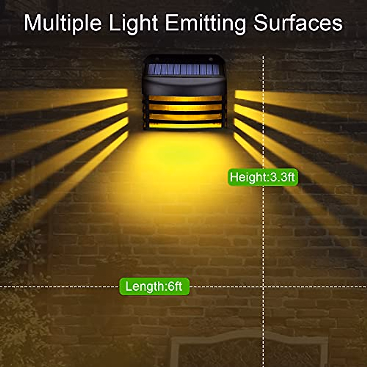 Solar Fence Lights, 4 Pack Solar Deck Lights Outdoor, IP65 Waterproof Wireless Solar Night Step Lights, Automatic Decorative Wall Lights for Path, Patio, Garden, Porch, Lawn, Stair, Yard, Warm Light