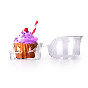 pack of 50 individual cupcake containers Strong and Sturdy Clear Plastic Cupcake Muffin Containers disposable 1 Compartment cupcake containers Cupcake Carrier Holder single cupcake favor box plastic