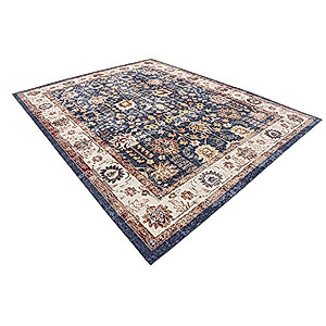 Unique Loom Utopia Collection Traditional Classic Vintage Inspired Area Rug with Warm Hues, 8 x 10 ft, Navy Blue/Beige