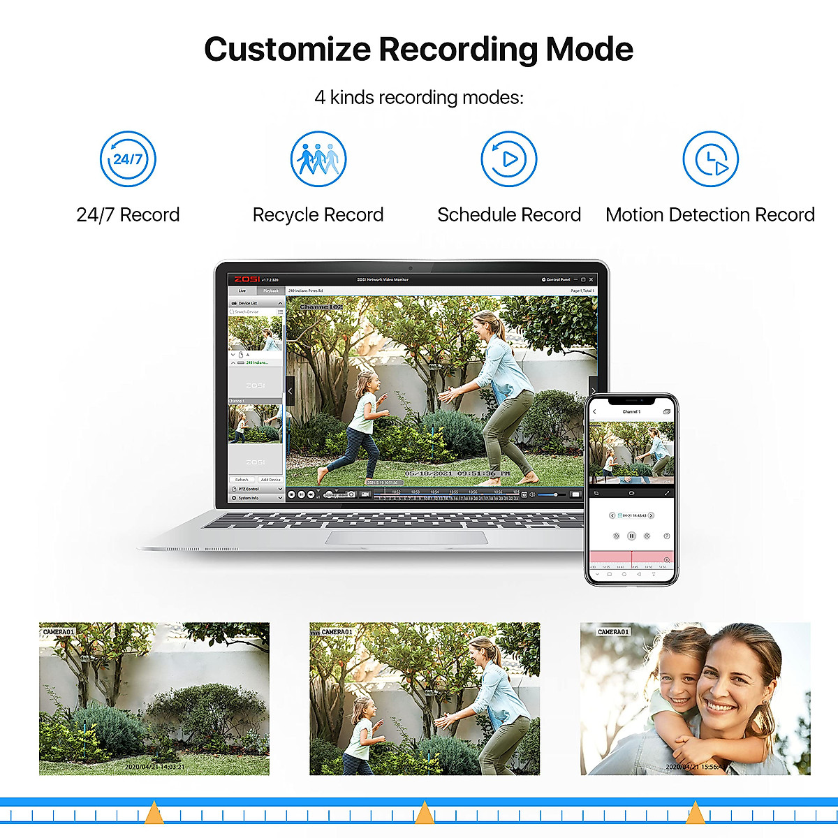 ZOSI 3K Lite Security Camera System Outdoor,8pcs 1920TVL 1080P Home Surveillance Cameras,80ft Night Vision,Remote Access,8 Channel H.265+ 5MP Lite CCTV DVR with 1TB Hard Drive for 24/7 Recording