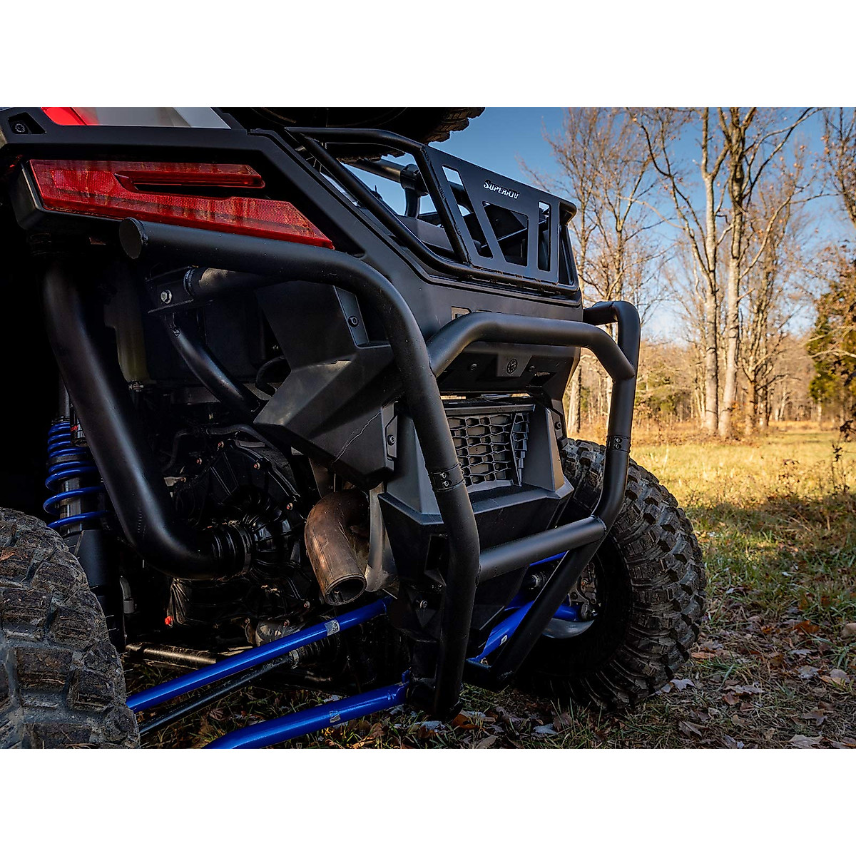 SuperATV Rear Bumper for 2020+ Polaris RZR PRO XP/PRO XP 4 - Made of 1.75 Inch Steel Tubing - UV Resistant Powder Coating - Does Not Block Rear Cargo Area - Mounts Directly to Frame for Easy Install