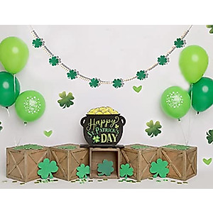 St Patrick’s Day Banner - Shamrock Wooden Beads for Home Decor, Felt Green Lucky Clover Banner with Wooden Beads, Shamrock Banner, Clover Garland, For St Patrick’s Day Spring Wedding Shower Decoration