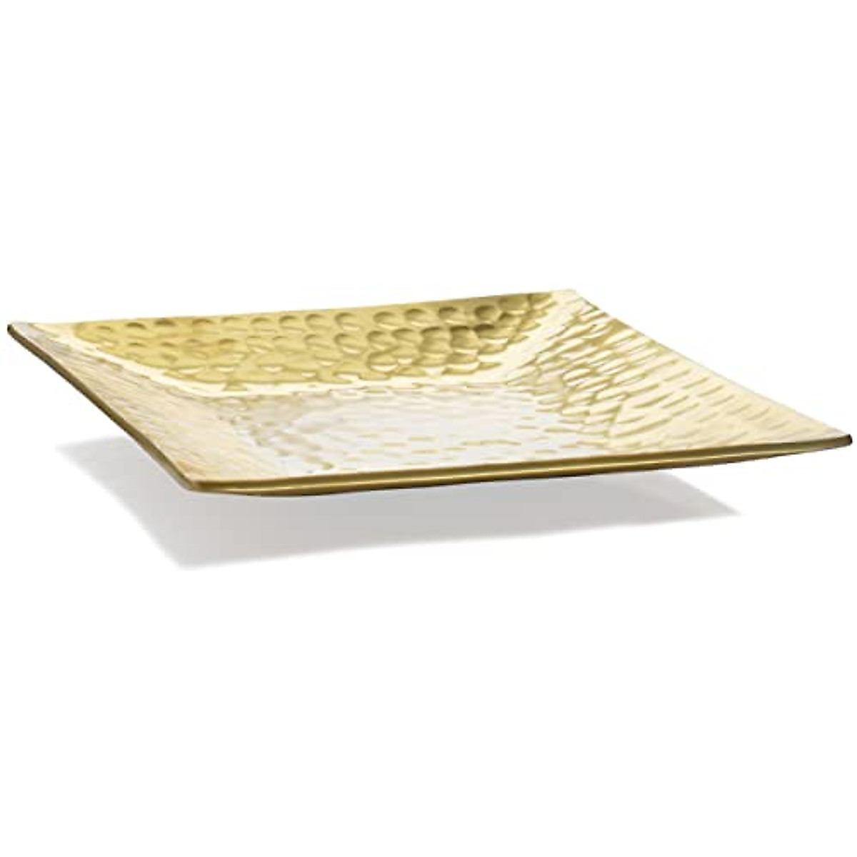 Red Co. Fancy Handcrafted Hammered Gilded Serving Tray, Square Centerpiece Platter, Gold Finish, Small Size, 6-inch