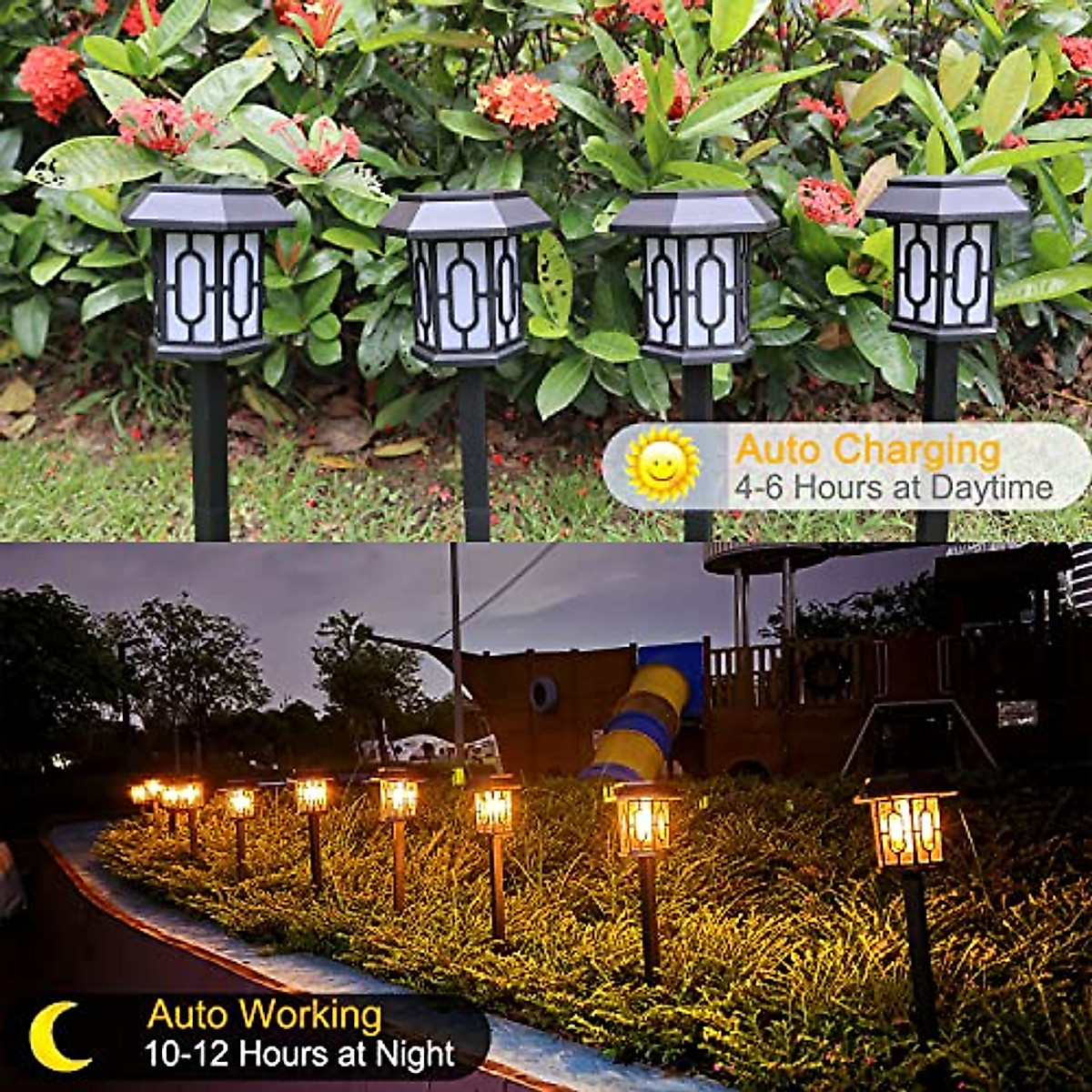 MSMKEJI 6 Pack Solar Light Outdoor Garden Patio Pathway Landscape Lights,IP67 Waterproof Solar Path Lights,Solar Powered Garden Lights for Walkway Yard Backyard Lawn Landscape Decorative