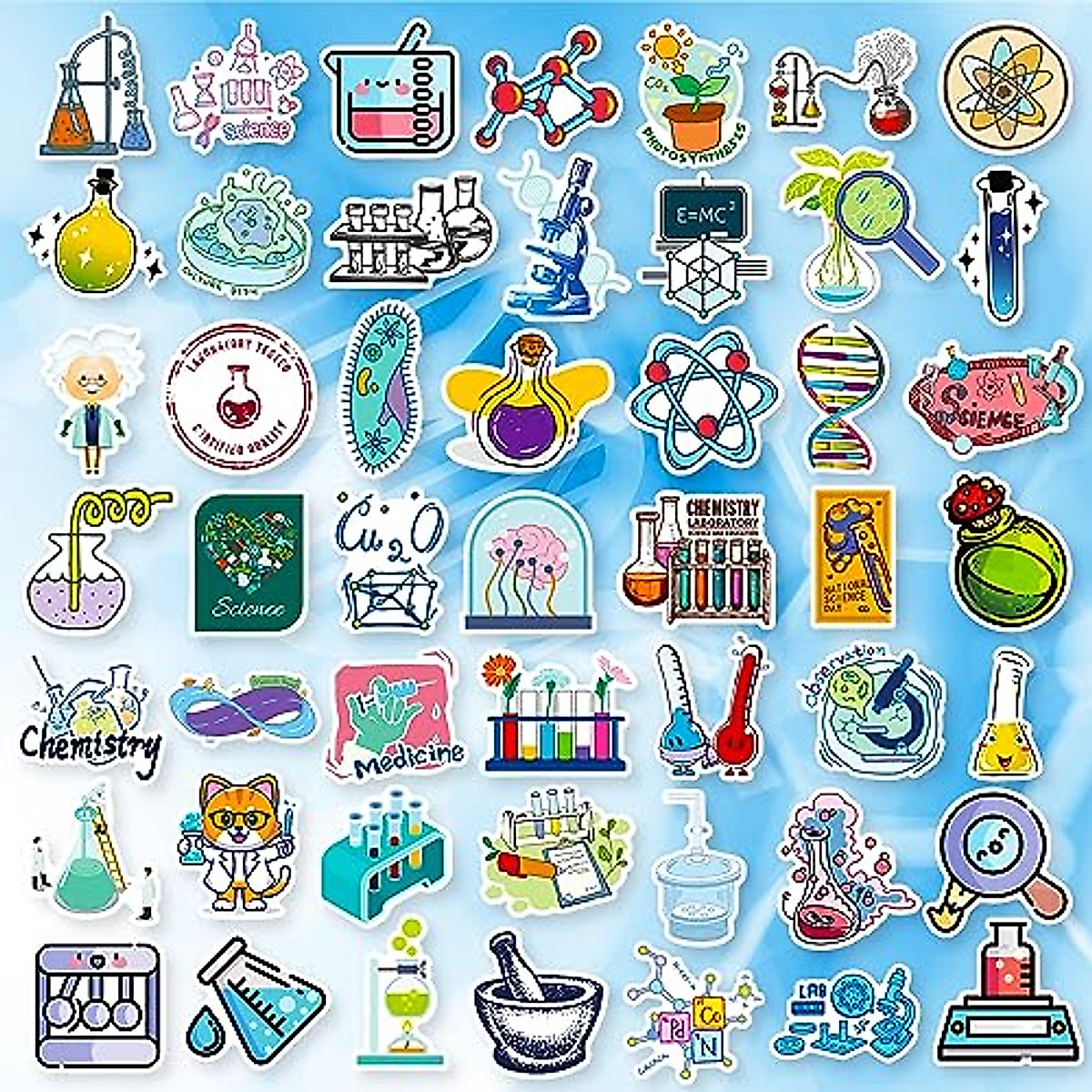 300PCS Science Stickers, 300PCS Natural Sciences Stickers Pack for Kids, Biology Chemistry Physics Math Experiment Waterproof Stickers for Student Teachers, Laboratory Decals for Laptop, Water Bottle,