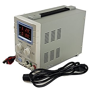 Tekpower TP3005T Variable Linear DC Power Supply, 0-30V @ 0-5A with Alligator Test Leads (110V Input)