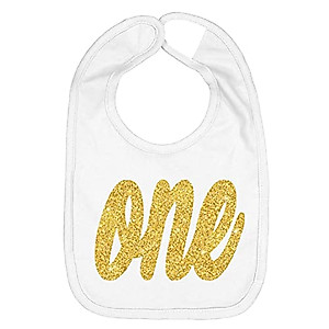 Aiden's Corner Handmade Cute Baby Boy Girl Silver Gold First Birthday Smash Cake Bibs - My 1st Birthday Bib (One Gold White)