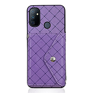 Compatible with OnePlus Nord N100 Wallet Case with Crossbody Shoulder Strap and Stand Leather Credit Card Holder Cell Phone Cover for One Plus N 10 G5 1 Plus 10N 1plus One+ 1+Nord N100 Purple