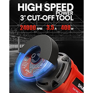 SHALL 3 Inch High-Speed Cut Off Tool, 3.5 Amp Metal Cutter Tool with 3Pcs Multifunctional Cutoff Wheels, 24000RPM Electricl Metal Cutting Tools for Steel, Inox, PVC, Aluminum