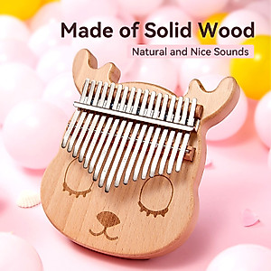 Byla Kalimba 17 Keys Solid Wood Mahogany Portable Thumb piano Finger piano Cartoons Cute Mbira Calimba Marimba Musical Instruments Adults,Child and Beginners