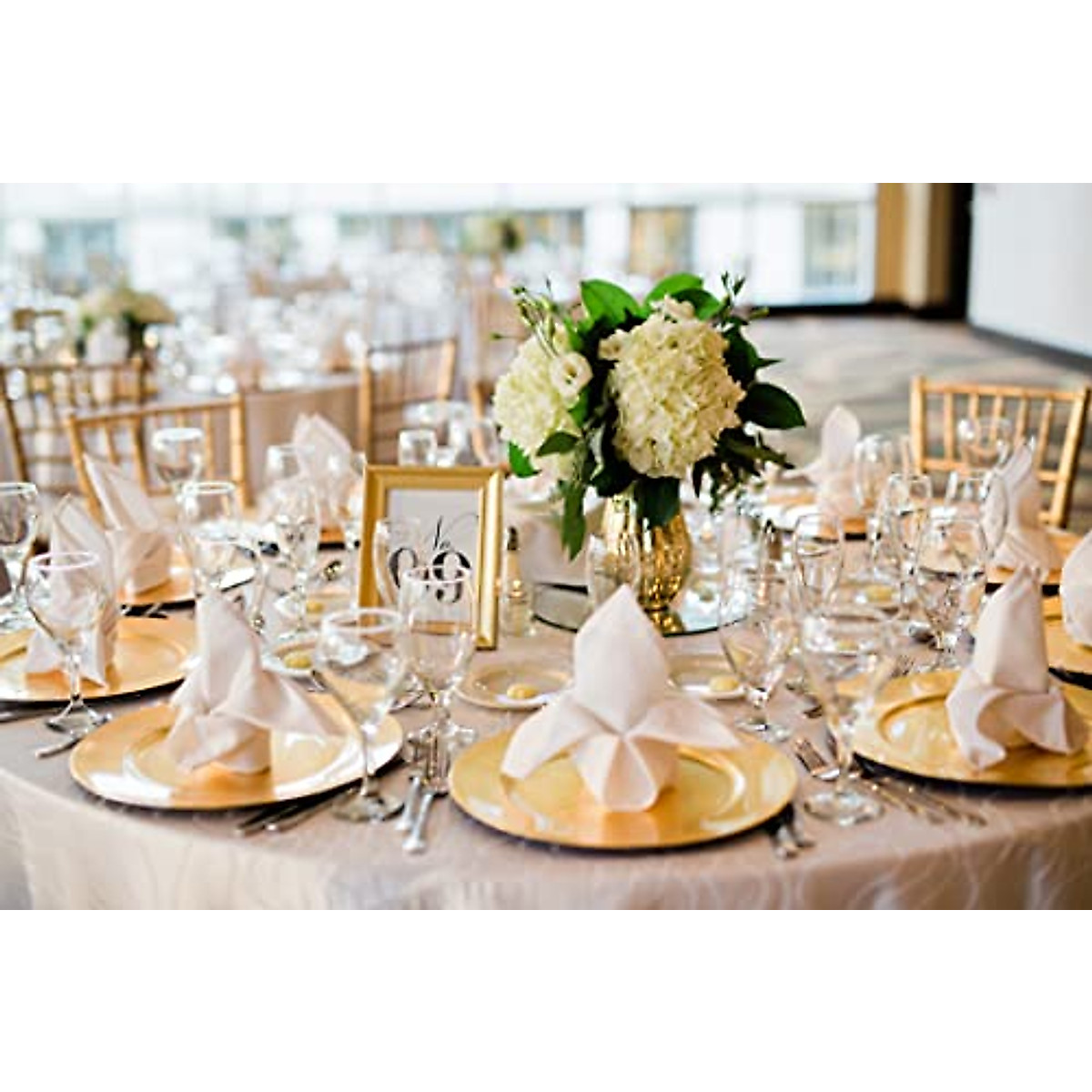 Ms Lovely Metallic Foil Charger Plates - Set of 6 - Made of Thick Plastic - White