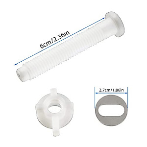 iFealClear Universal Toilet Seat Hinge Bolt Screw for Top Mount Toilet Seat Hinges, White Plastic Bolts and Nuts with Stainless Steel Washers, 2 Pack