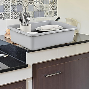 Hayixia 4-Pack 13 L Commercial Bus Tub Box, Plastic Dish Pan Tub, Grey