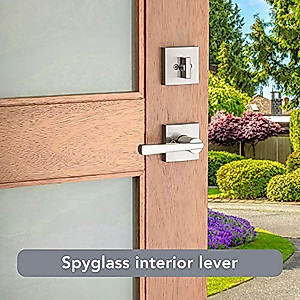 Baldwin Spyglass , Front Entry Handleset with Interior Lever, Featuring SmartKey Deadbolt Re-Key Technology and Microban Protection, in Satin Nickel