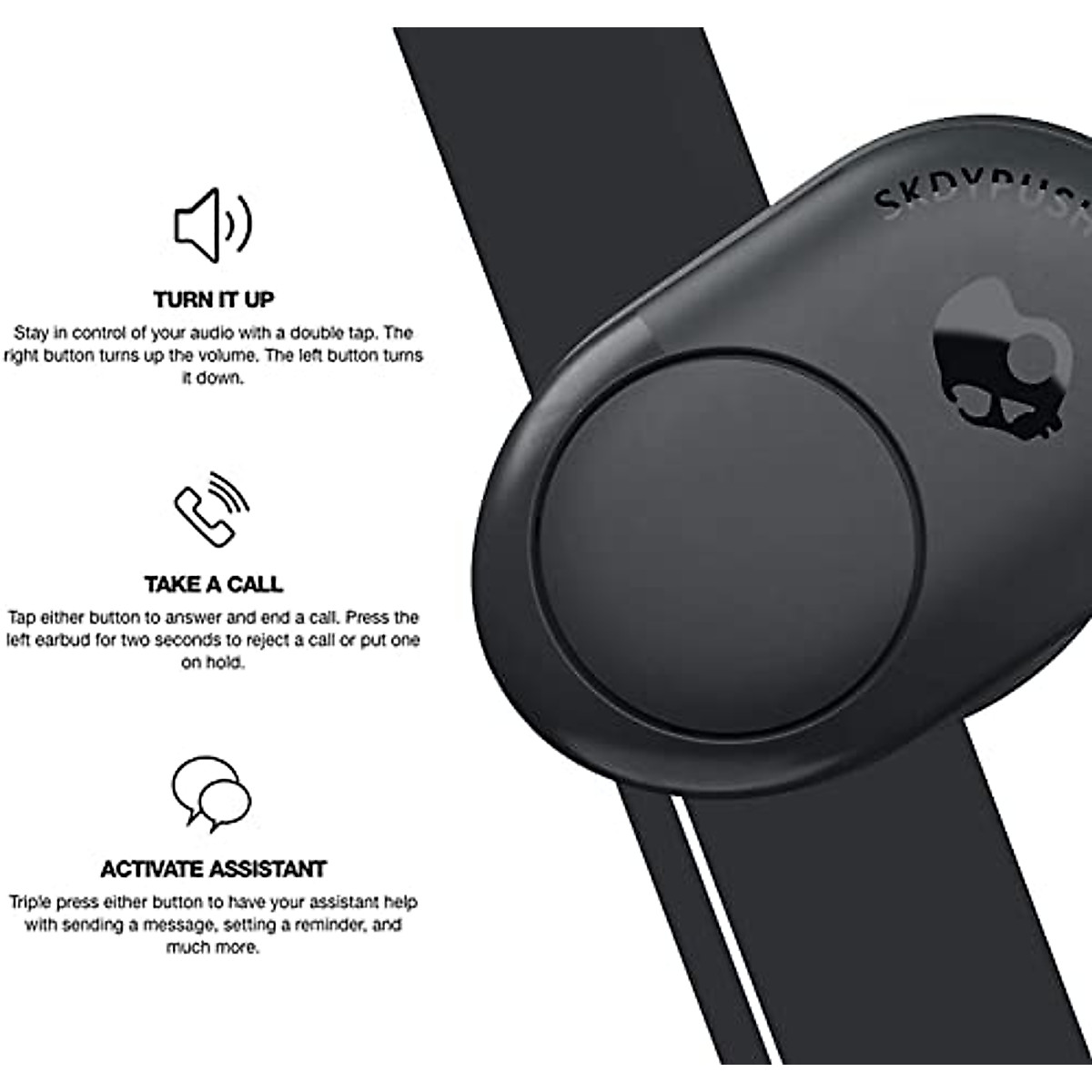 Skullcandy Push XT True Wireless in-Ear Earbud - Black/Gray (Renewed)