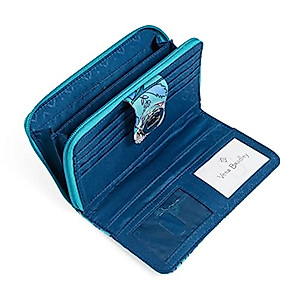 Vera Bradley Cotton RFID Turnlock Wallet, Peacock Garden