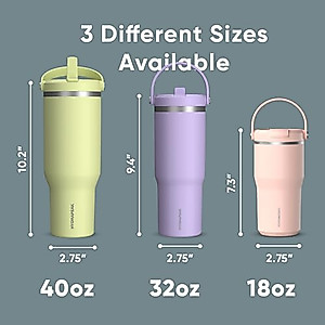 Hydrapeak Nomad 32 oz Tumbler with Handle and Straw Lid, Leakproof, Double Insulated, 32oz Cup, Stainless Steel | Agave Blue