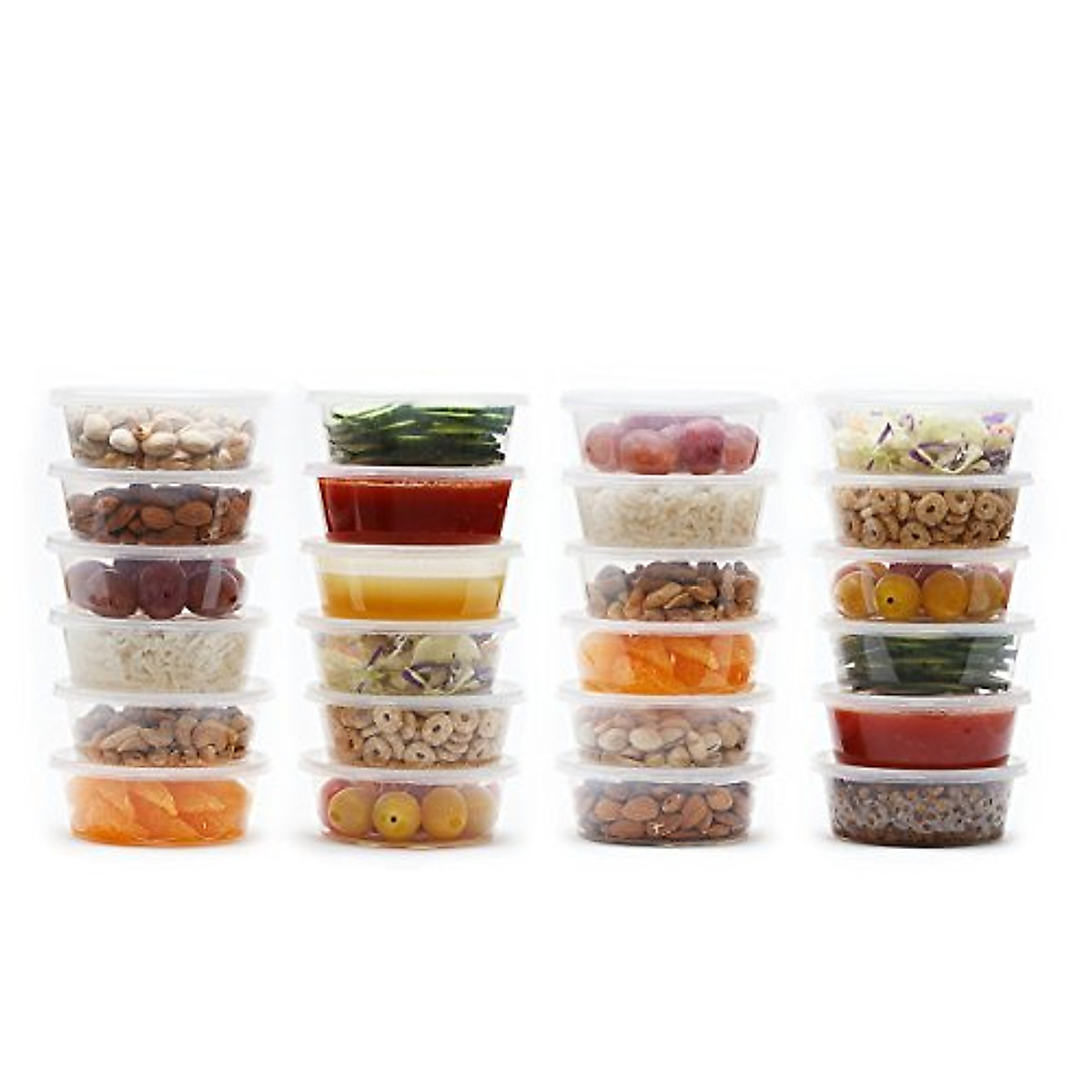 8 oz Plastic Containers with Lids (50 sets) - Food Storage Containers Great for Slime, Party Supplies, Meal Prep and Portion Control - Leakproof and Microwave Safe BPA Free 8oz Plastic Jars with Lids