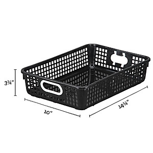 Really Good Stuff Paper Basket, 14" x 10" x 3-1/4" - 12 Pack, Black | Plastic Mesh Paper Basket for Classroom, Home and Office, Fits A4 Paper, Documents, Files, Magazines