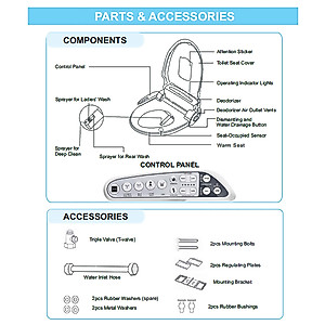 Empava Ultimate Advanced Electric Smart Bidet Seats for Elongated Toilets in White Model 2020
