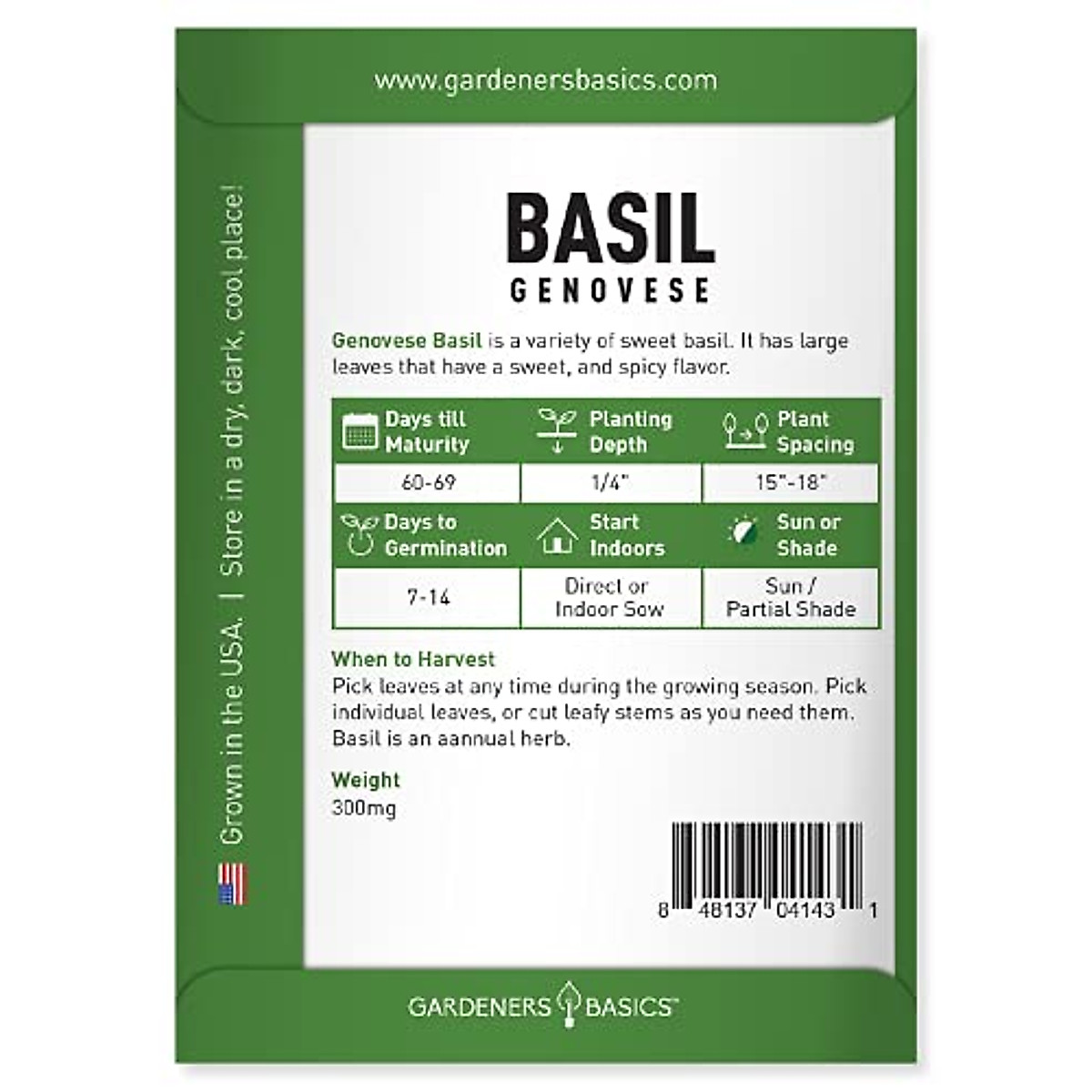 Genovese Basil Seeds for Planting Heirloom Non-GMO Herb Plant Seeds for Home Herb Garden Makes a Great Gift for Gardening by Gardeners Basics