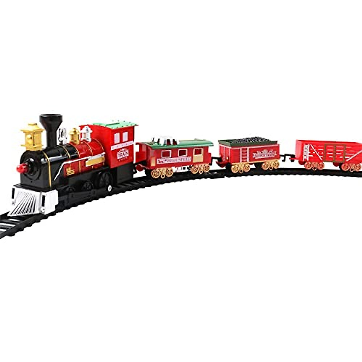 UJIKHSD 14 PCS Christmas Electric Train Set with Sound & Light, Remote Control Train Toys, Cargo Cars & Tracks, Toy Train for Kids Boys 3 4 5 6 7 8 Year Old Surprise Gift