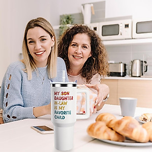 Gifts for Mother/Father In Law from Daughter In Law Funny Mother's/Father's Day Gifts for Mom Christmas Gift for Mother In Law,40 oz Mom/Dad Tumbler with Handle Mother/Father In Law Brithday Gifts