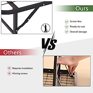 VECELO 14 Inch Foldable Metal Platform Bed Frame, Tool-Free Assembly/Box Spring Replacement/Quiet Noise Free-King, Black