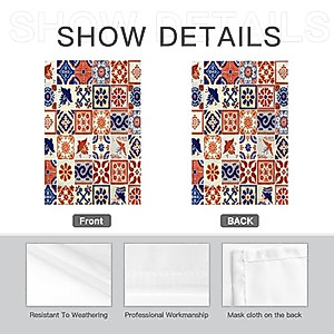 Double-sided garden flag Mexican Talavera Ceramic Tile Pattern Ethnic Folk Outdoor Flag Garden Flag Yard Outdoor Decoration （12×18in）.