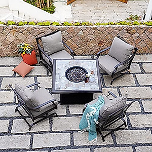 Grand patio 2 PCS Patio Furniture Sets Patio Chair Set Metal K/D Chat Set with Grey Cushions,Matched with Different Types of Tables