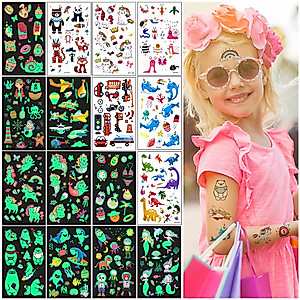 Tattoos for Kids 310 Glow in the Dark Tattoos, Kids Tattoos Temporary, Boys and Girls Mixed Style, Waterproof Temporary Tattoos, Glow in the Dark Party Supplies, Kids Party Favors, Gifts for Kids