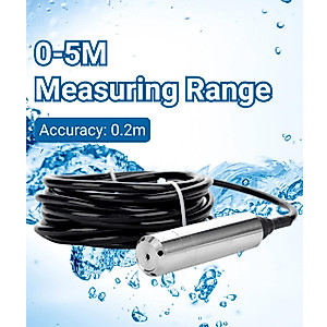 Submersible Level Sensor 4-20mA, Throw-In Type Liquid Level Sensor,24V DC Input Liquid Level Transmitter,0-5M Measuring Range