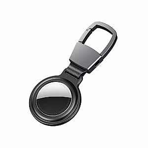dethinton Case for AirTags, Magnetic Alloy Metal Cover with Ring Keychain Compatible for AirTags 2021-Black