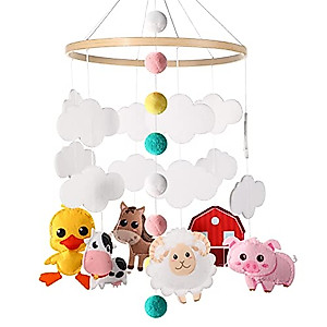 Baby Mobile for Crib Woodland Nursery Room Decor Baby Nursery Decor Jungle Animals Crib Mobile Farm Animals Crib Decorations for Baby Woodland Animals Baby Gifts Felt Nursery Mobiles (Cute Style)