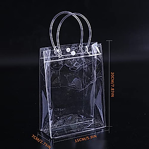 Clear Small Gift Bags with Handles,12 Pcs 5.9x2.8x7.9 inch Waterproof Clear Small Gift Wrap Bags for Wedding,Party,Retail,Holiday