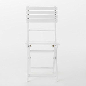 Christopher Knight Home Positano Outdoor Acacia Wood Foldable Dining Chairs, 2-Pcs Set, Pu/ White