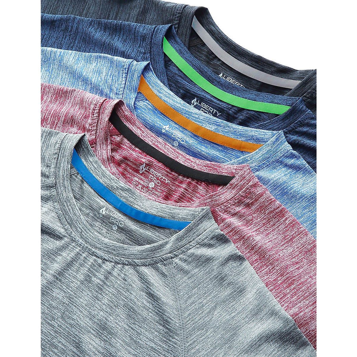 5 Pack Boys Athletic Shirts, Youth Activewear Dry Fit Tshirts for Kids, Short Sleeve Tees, Bulk Athletic Performance Clothing (Set 1, X-Large)