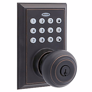 Honeywell Safes & Door Locks BLE Electronic Entry Knob with Keypad, Square Faceplate, Oil Rubbed Bronze